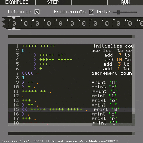GitHub - gabrii/BrainFuckIDE: BF IDE with visualization, step by step ...